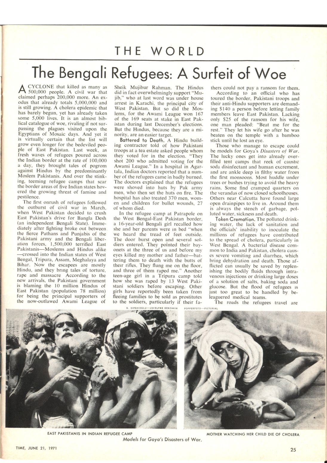 The Bengali Refugees - A Surfeit of Woe - Monday, 21 June, 1971 - Time ...